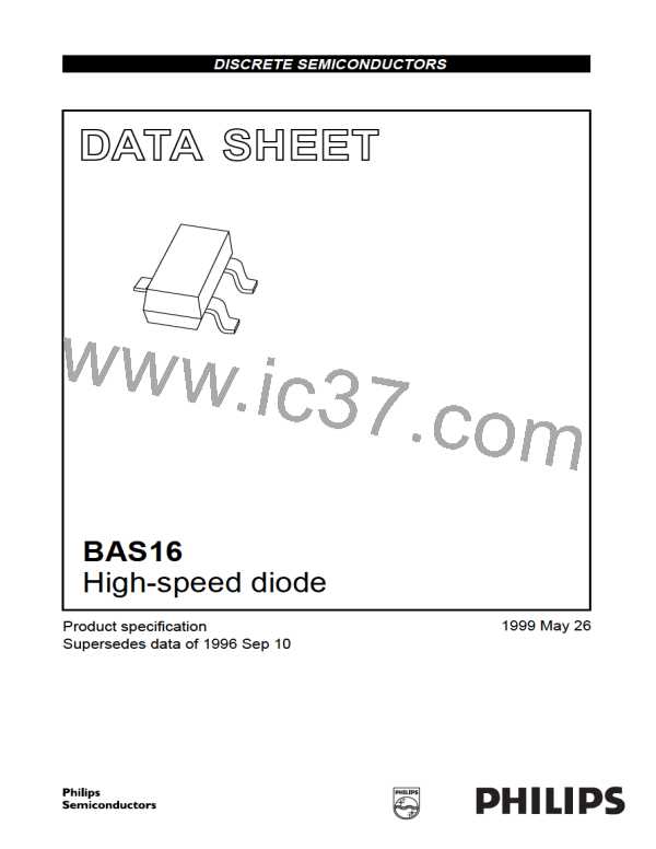 BAS16 (NXP) PDF技术资料下载 BAS16 供应信息 IC Datasheet 数据表 (1/12 页)-芯三七