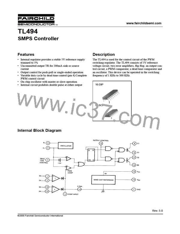 TL494CN (FAIRCHILD) PDF技术资料下载 TL494CN 供应信息 IC Datasheet 数据表 (4/8 页)-芯三七