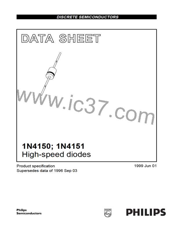 1N4151 (NXP) PDF技术资料下载 1N4151 供应信息 IC Datasheet 数据表 (1/8 页)-芯三七