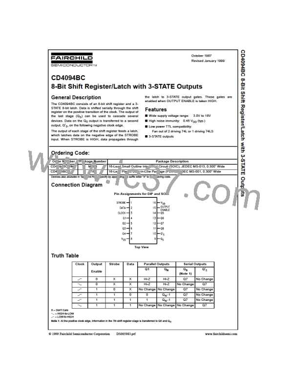 CD4094 (FAIRCHILD) PDF技术资料下载 CD4094 供应信息 IC Datasheet 数据表 (3/7 页)-芯三七