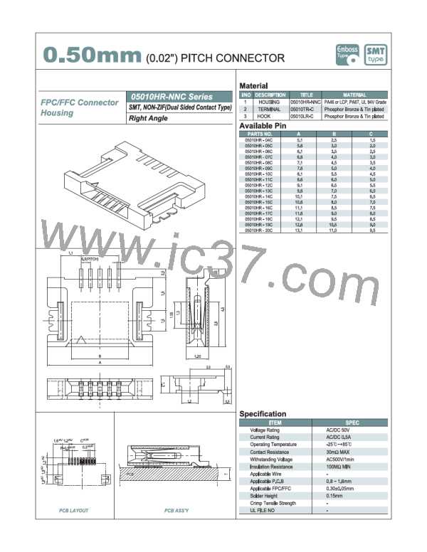 05010HR-27C (YEONHO) PDF技术资料下载 05010HR-27C 供应信息 IC Datasheet 数据表 (1/1 页)-芯三七