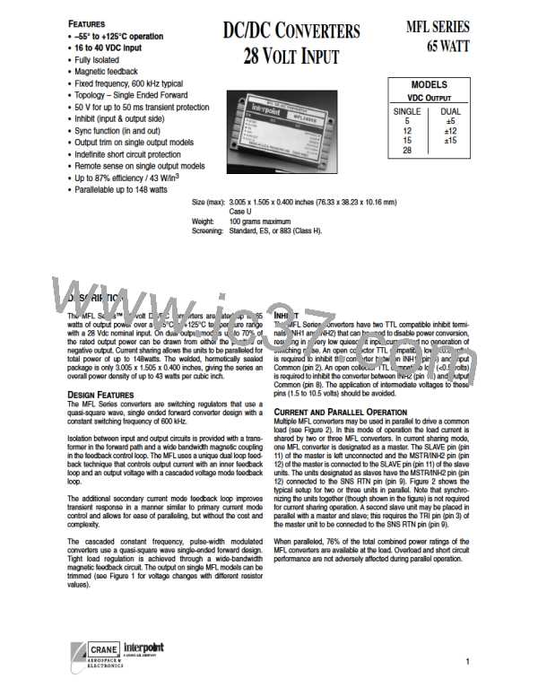 MFL2812S/883 (CRANE) PDF技术资料下载 MFL2812S/883 供应信息 IC Datasheet 数据表 (8/8 ...