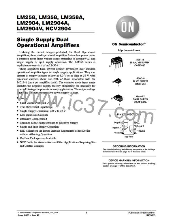 LM258 (ONSEMI) PDF技术资料下载 LM258 供应信息 IC Datasheet 数据表 (5/14 页)-芯三七