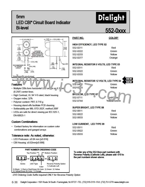 552-0933-010 (DIALIGHT) PDF技术资料下载 552-0933-010 供应信息 IC Datasheet 数据表 (6 ...