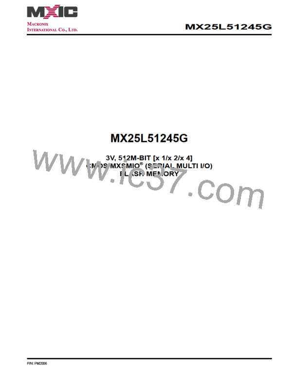 MX25L51245GXDI-10G (Macronix) PDF技术资料下载 MX25L51245GXDI-10G 供应信息 IC Datasheet 数据表 (71/132 页)-芯三七